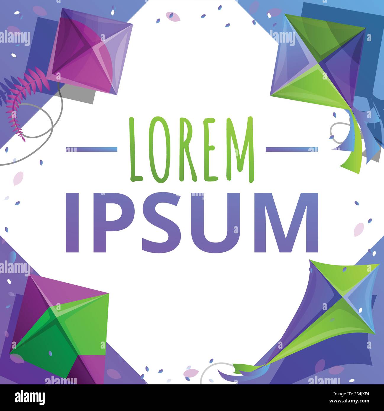 Colorful kite concept background. Cartoon illustration of colorful kite ...