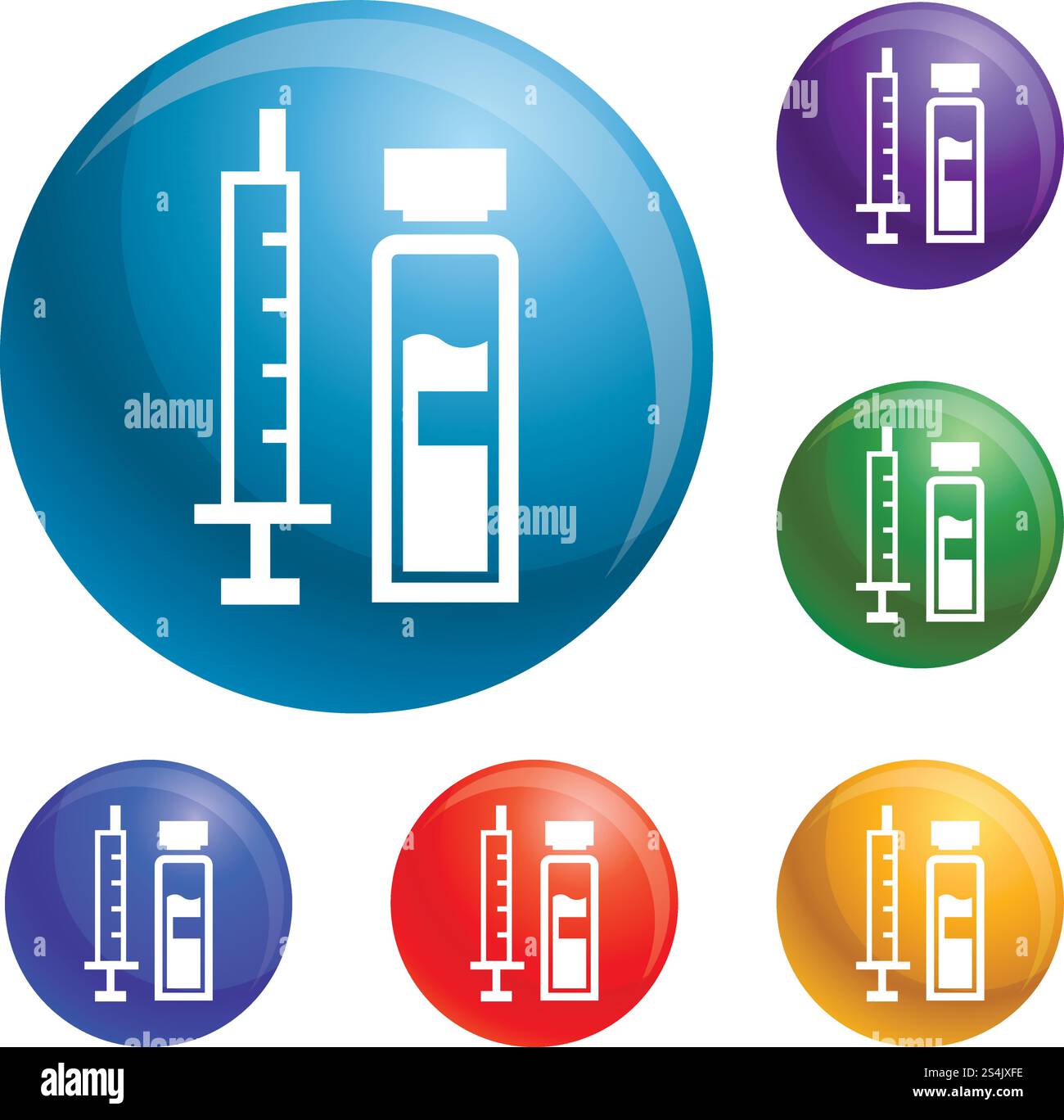 Insuline bottle icons set vector 6 color isolated on white background ...