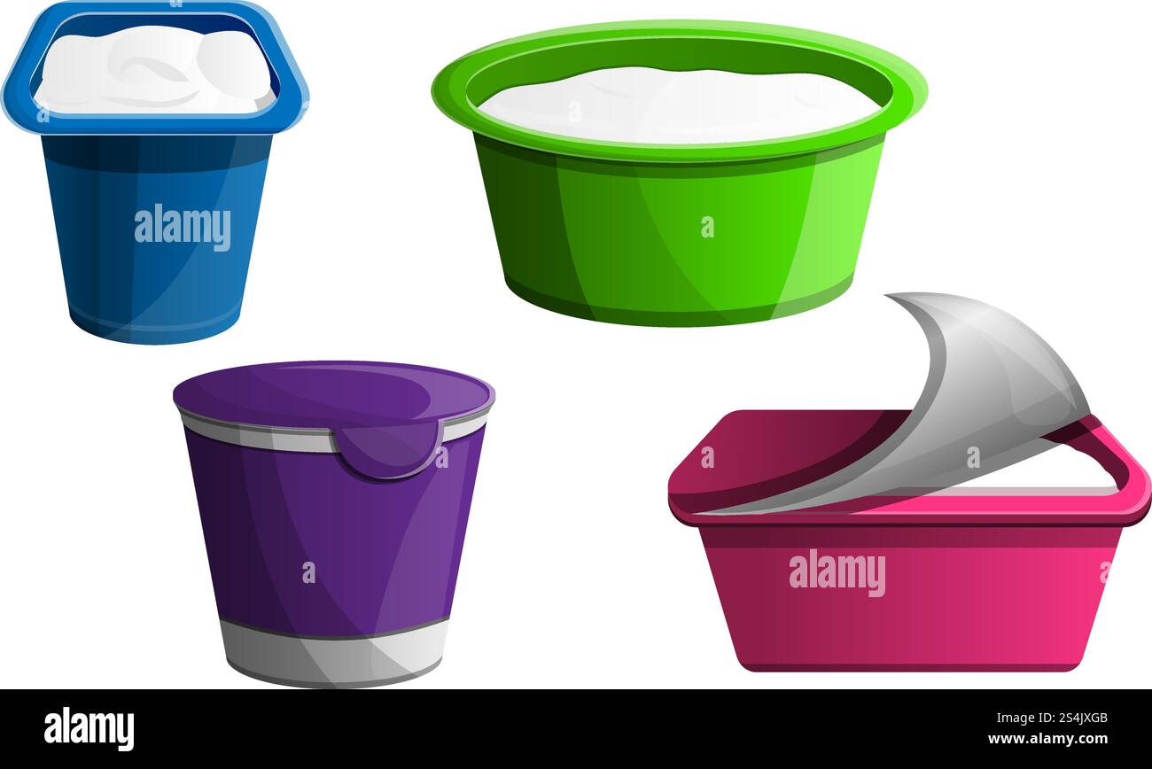 Yogurt icon set. Cartoon set of yogurt vector icons for web design ...