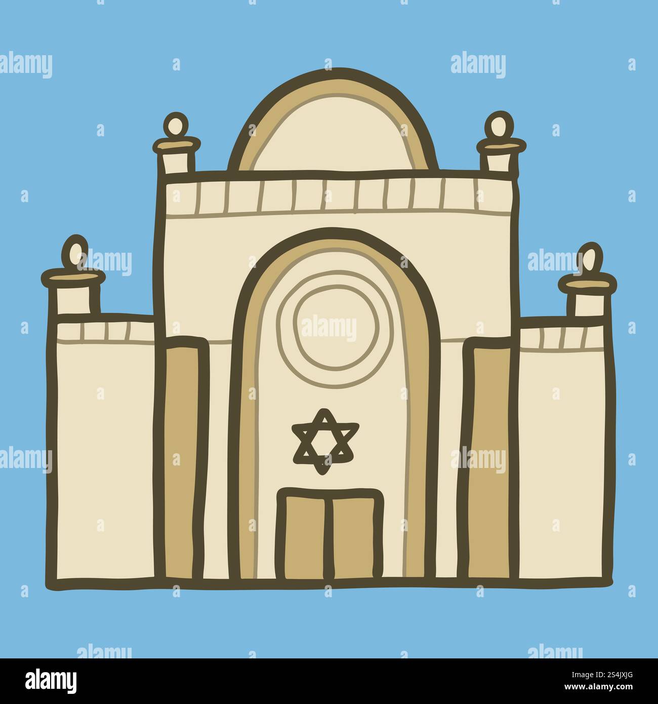 Jewish synagogue icon. Hand drawn illustration of jewish synagogue ...