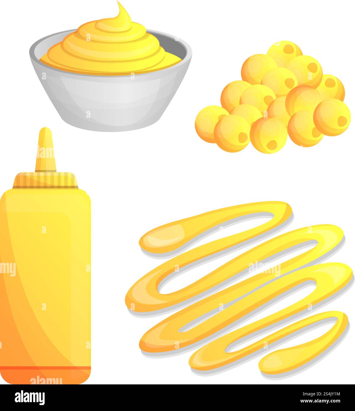 Mustard icon set. Cartoon set of mustard vector icons for web design ...