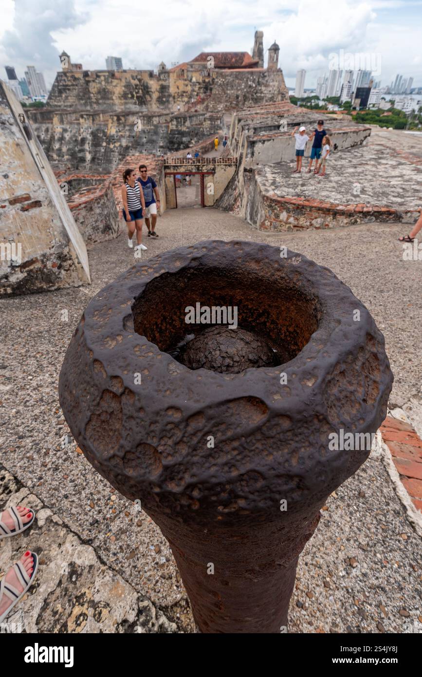 Iron colonial canyon. San Felipe castle and fortress. Historical Center ...