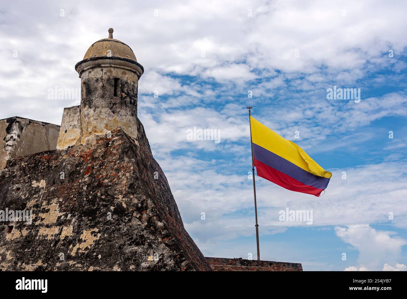 Colombian Flag. San Felipe castle and fortress. Historical Center ...