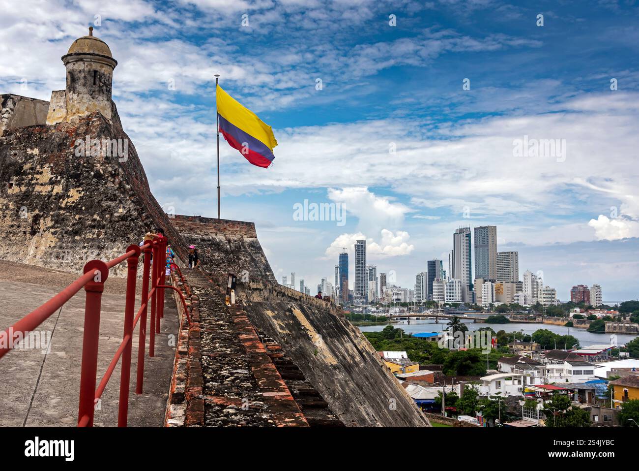 Colombian Flag. San Felipe castle and fortress. Historical Center ...