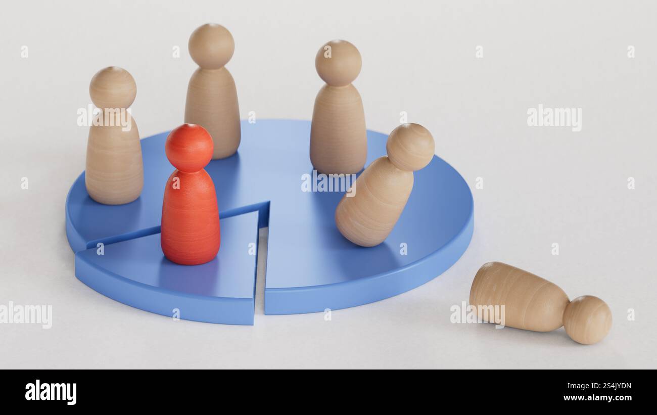 Hand playing with chess pawns over a pie chart. Concept to illustrate ...
