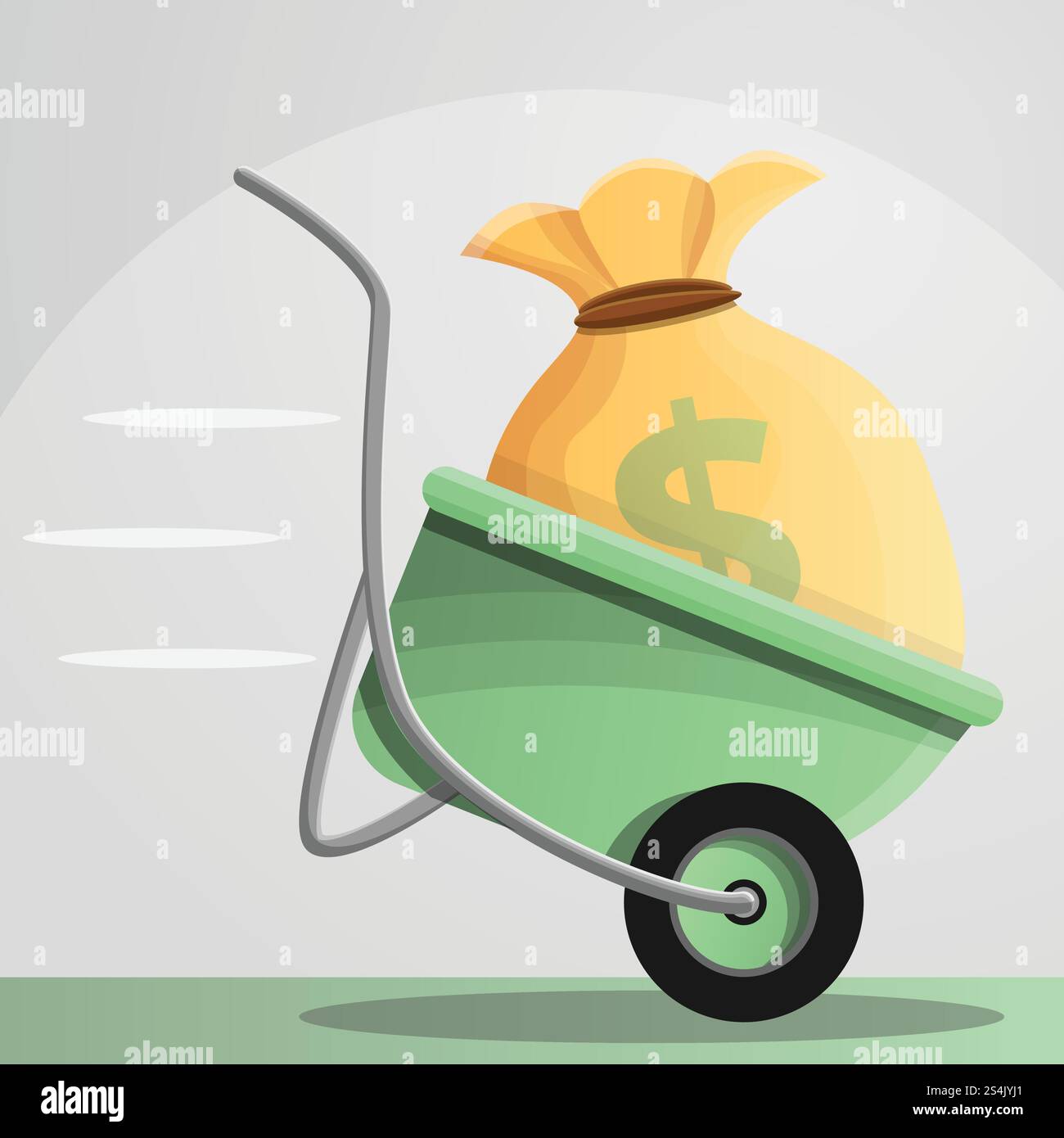 Wheelbarrow money bag concept banner. Cartoon illustration of ...