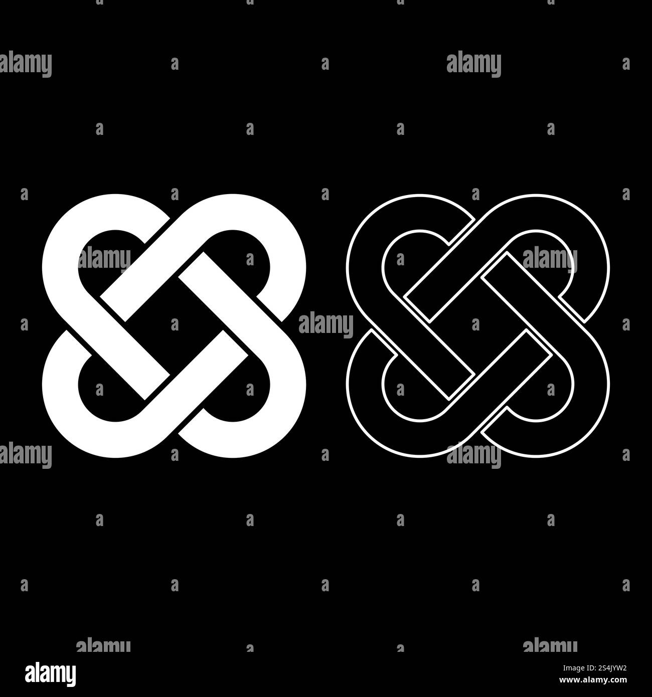 Celtic knot icon outline set white color vector illustration flat style ...