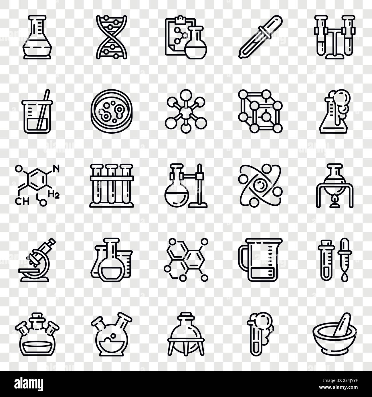Chemistry icon set. Outline set of chemistry vector icons for web ...