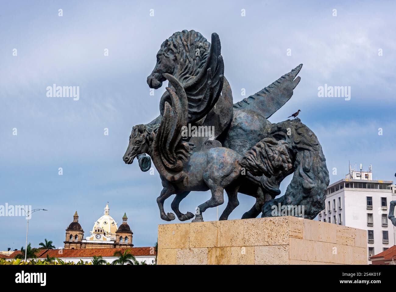 A Pegasus sculpture. Historical Center, Cartagena de Indias, Colombia ...