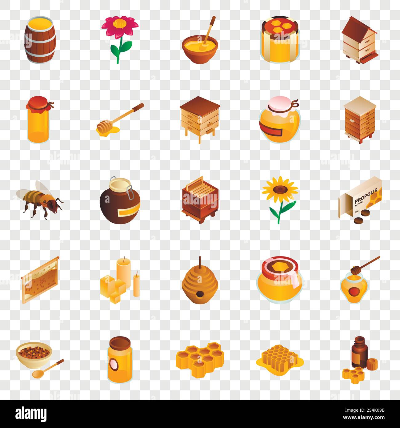 Honey icon set. Isometric set of honey vector icons for web design ...