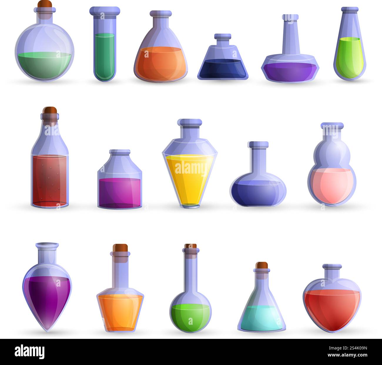 Potion icon set. Cartoon set of potion vector icons for web design ...