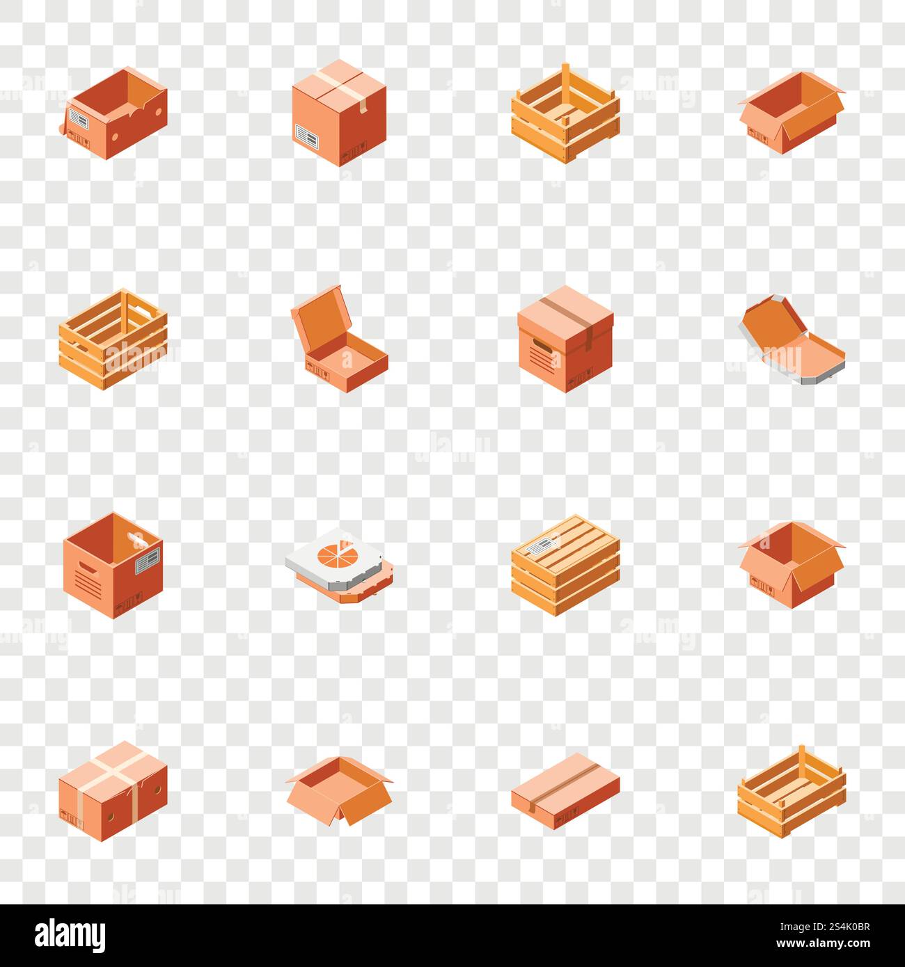 Packing box icon set. Isometric 3d set of packing box vector icons for ...