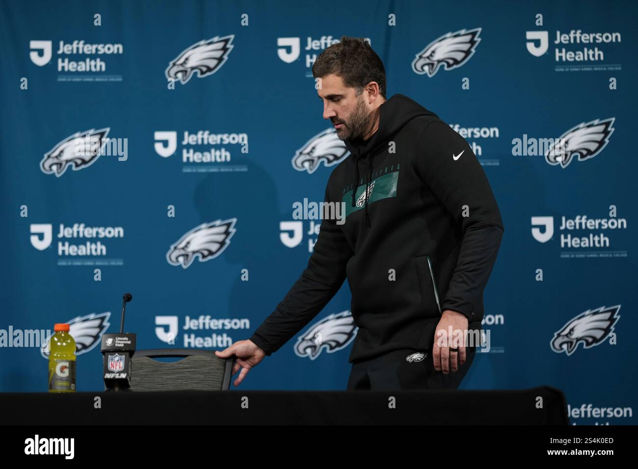 Philadelphia Eagle head coach Nick Sirianni arrives for a news ...