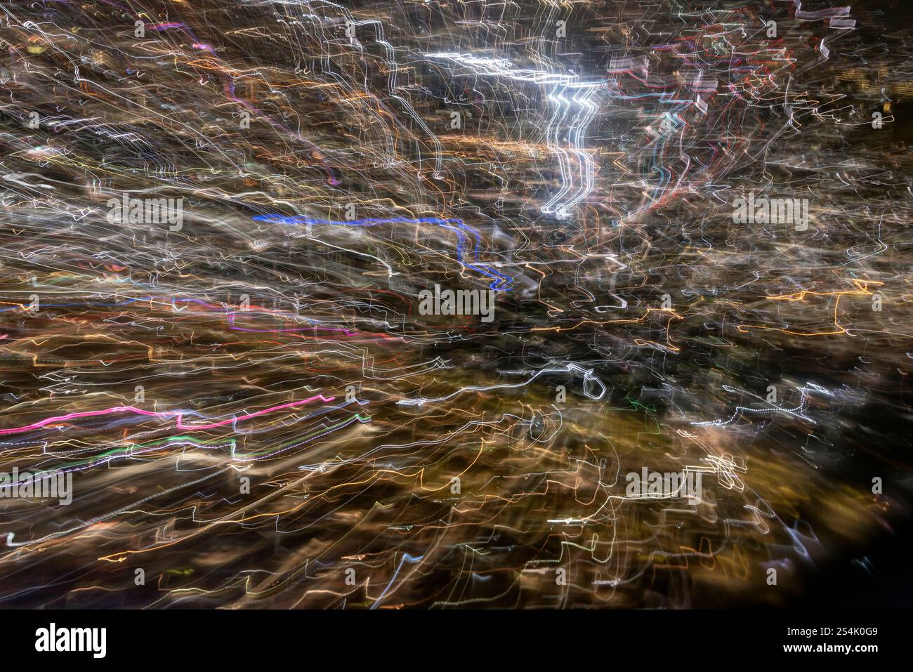Moving light patterns of Cartagena de Indias City. Flight from Colombia ...