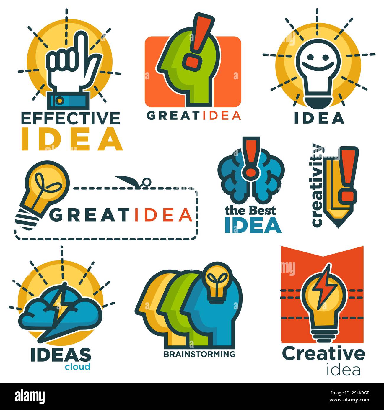 Great effective creative idea promotional colorful logotypes set. Human ...