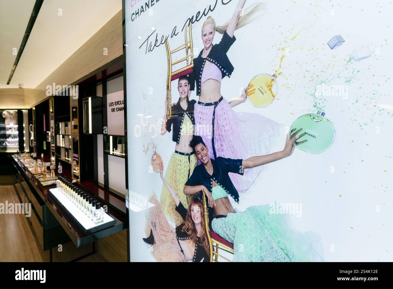 Hong Kong, China - February 02, 2019: Chanel poster inside the store at ...