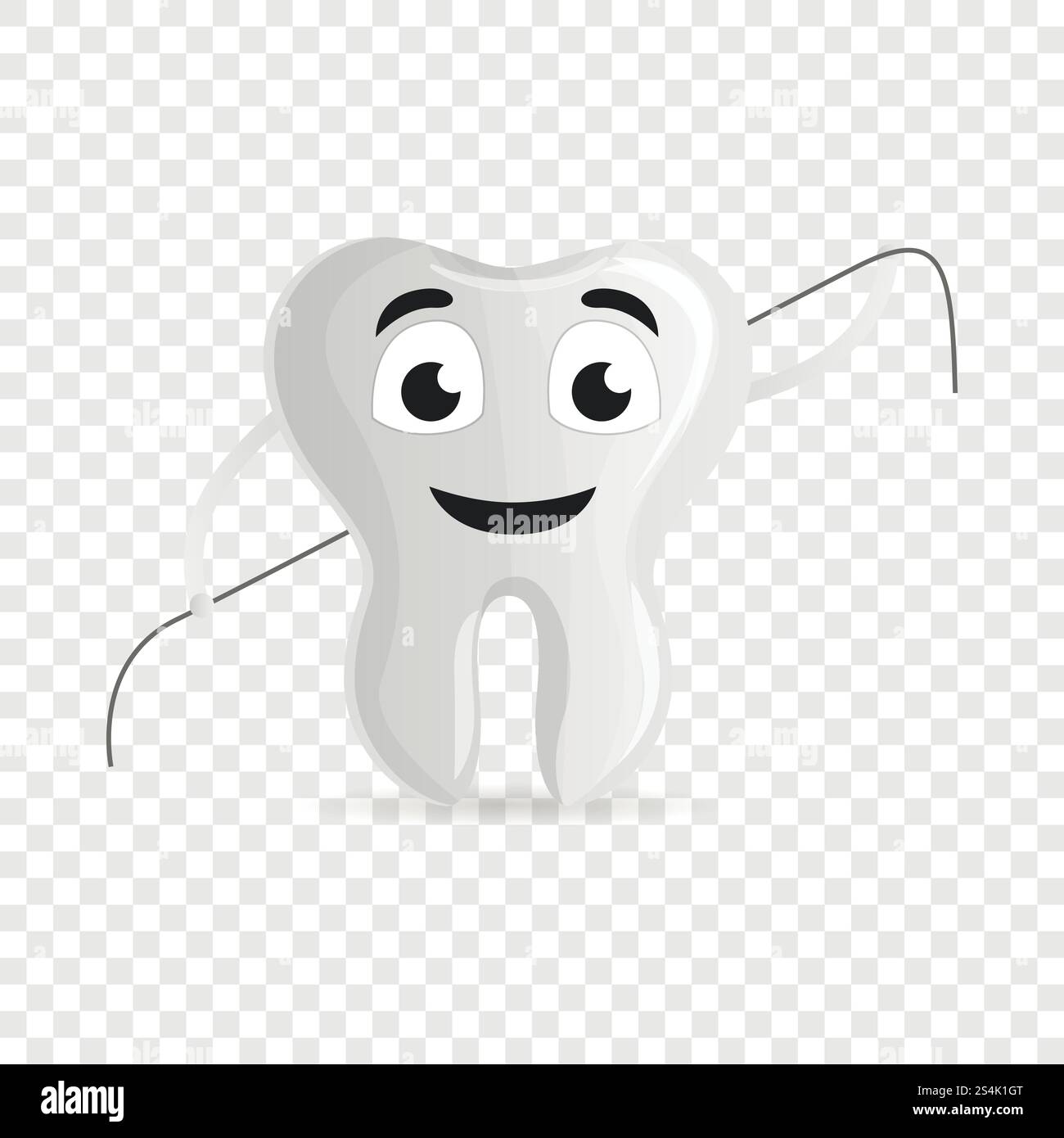 Tooth with dental floss icon. Cartoon of tooth with dental floss vector ...