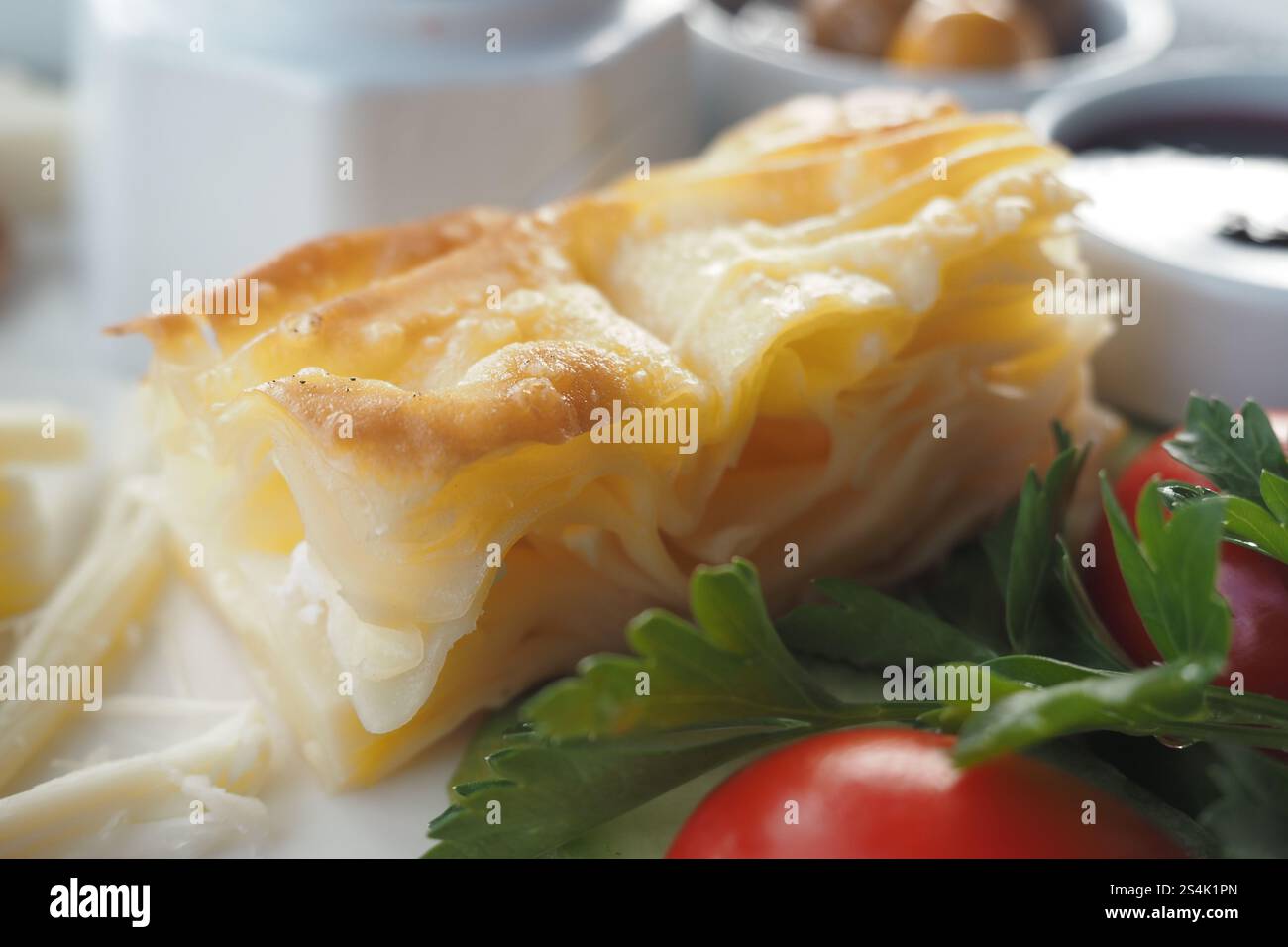 Traditional Turkish Cuisine Pastries borek on a plate Stock Photo - Alamy