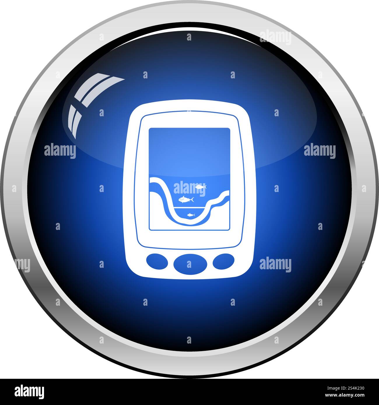 Icon Of Echo Sounder. Glossy Button Design. Vector Illustration Stock ...