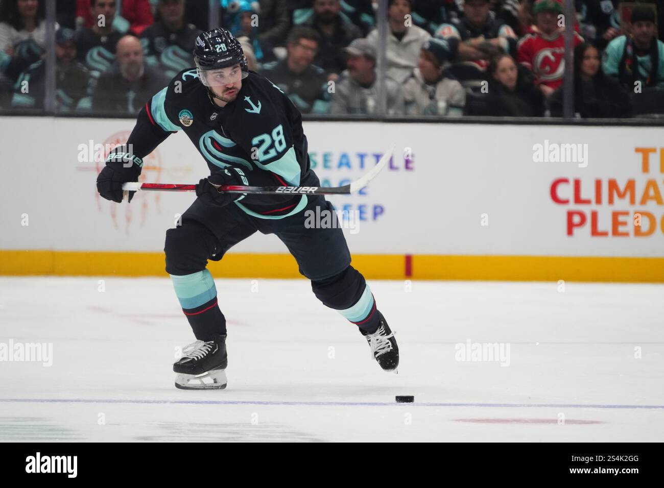 Seattle Kraken defenseman Joshua Mahura in action against the New ...