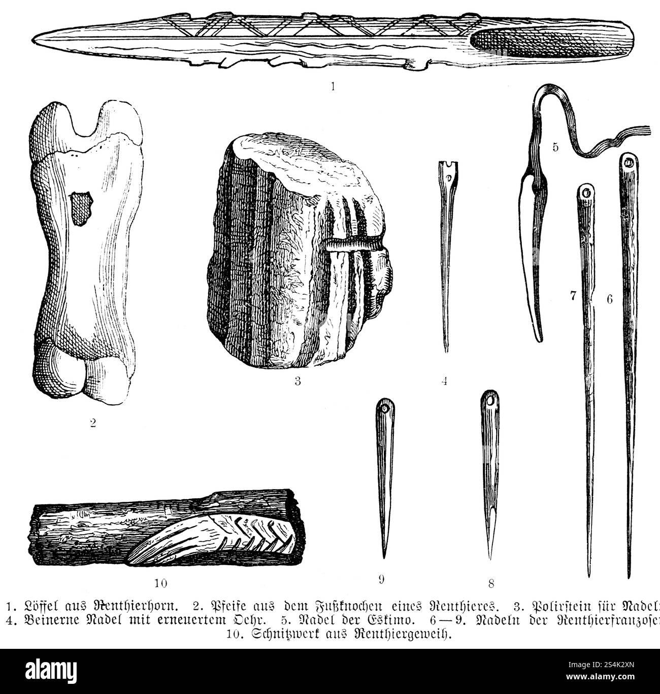 Early historical tools made of reindeer horn, archaeological finds ...