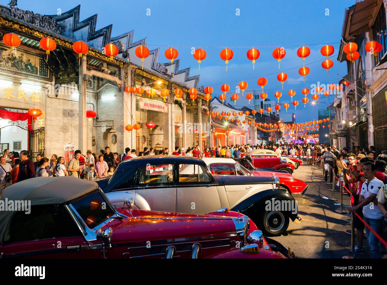 Georgetown, Penang, Malaysia - February 3, 2017: Crowded street scene ...