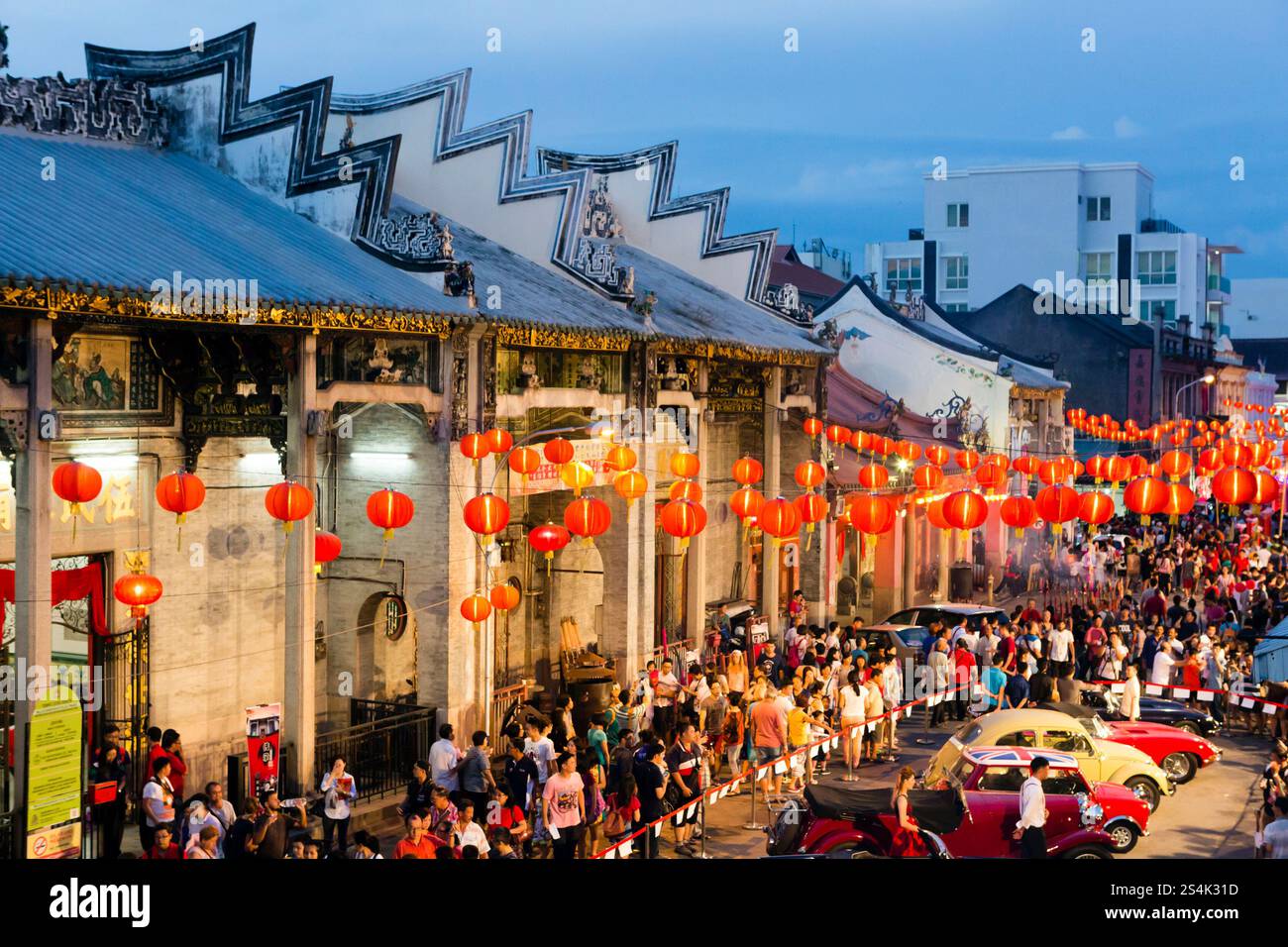 Georgetown, Penang, Malaysia - February 3, 2017: Crowded street scene ...
