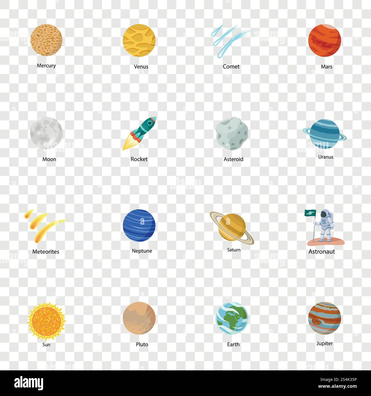 Space planet icon set. Flat set of space planet vector icons for web design. Space planet icon ...