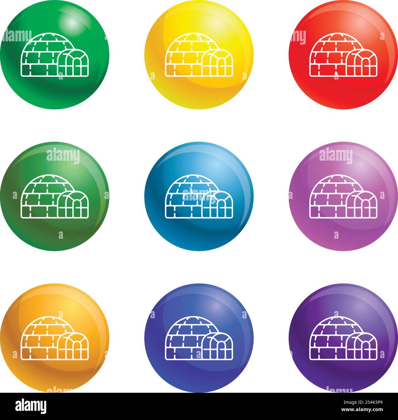 Polar igloo icons vector 9 color set isolated on white background for ...