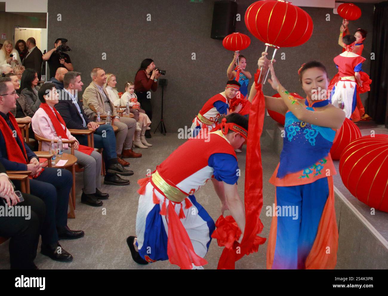 Sofia, Bulgaria. 12th Jan, 2025. People perform a traditional Chinese dance during a celebration ...