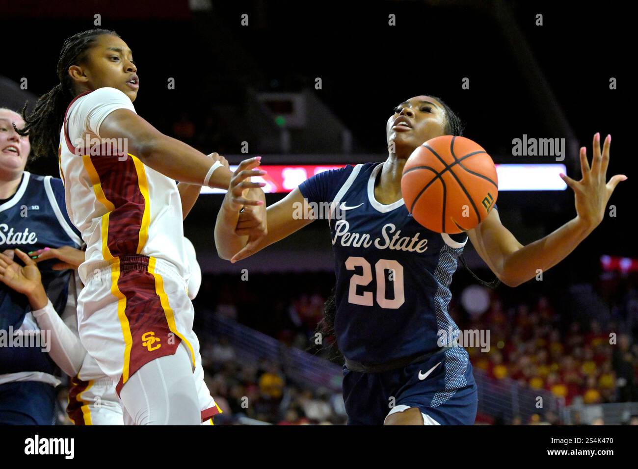 Southern California center Rayah Marshall, left, blocks a shot by Penn ...