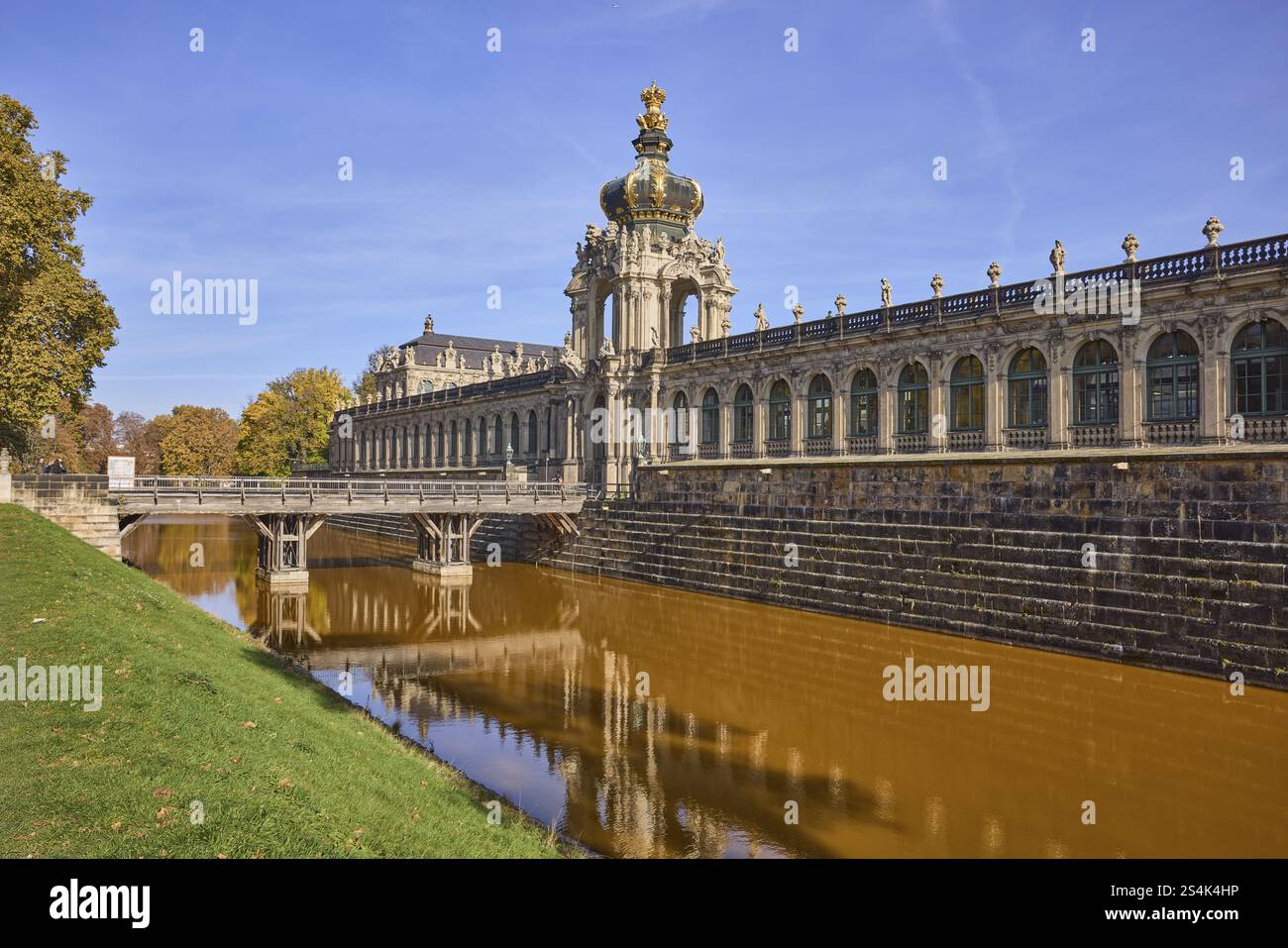 Dresden Zwinger, architectural style baroque, crown gate with bridge ...