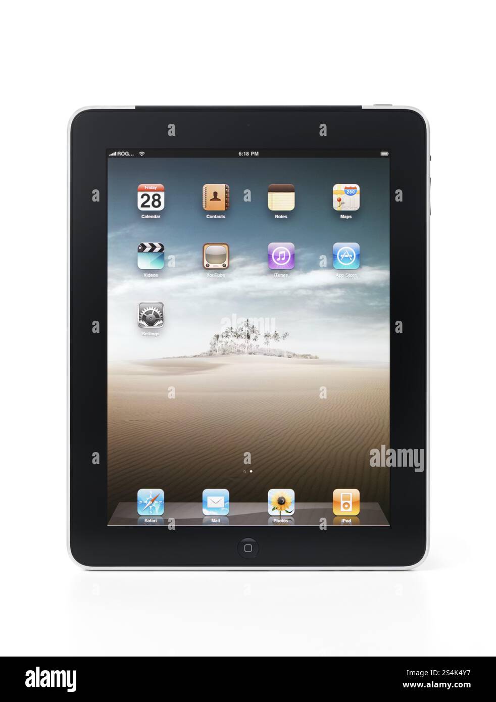Apple iPad 3G tablet with desktop icons on its display isolated on ...