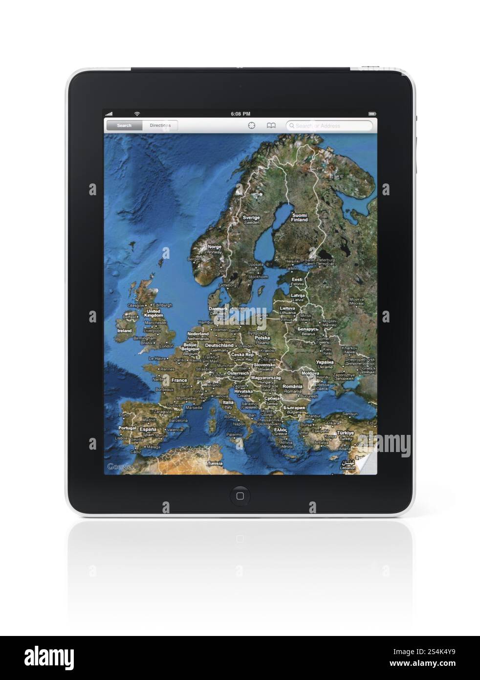 Apple iPad 3G tablet with Google maps displaying the map of Europe on ...