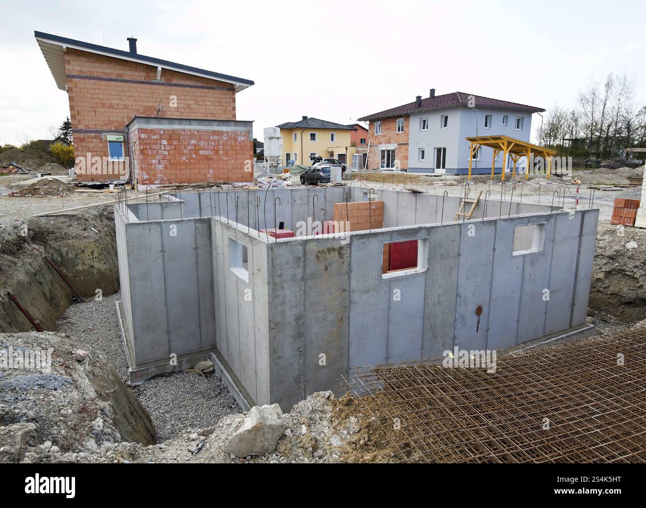 The basement construction of a residential house. Basement for a ...