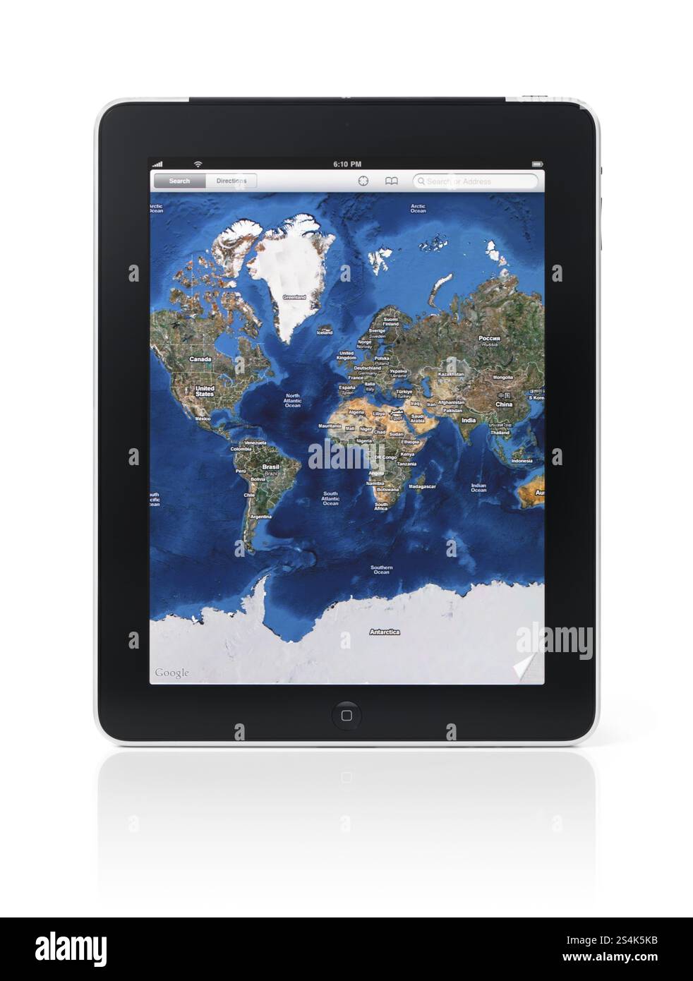 Apple iPad 3G tablet with Google maps world map on its display ...
