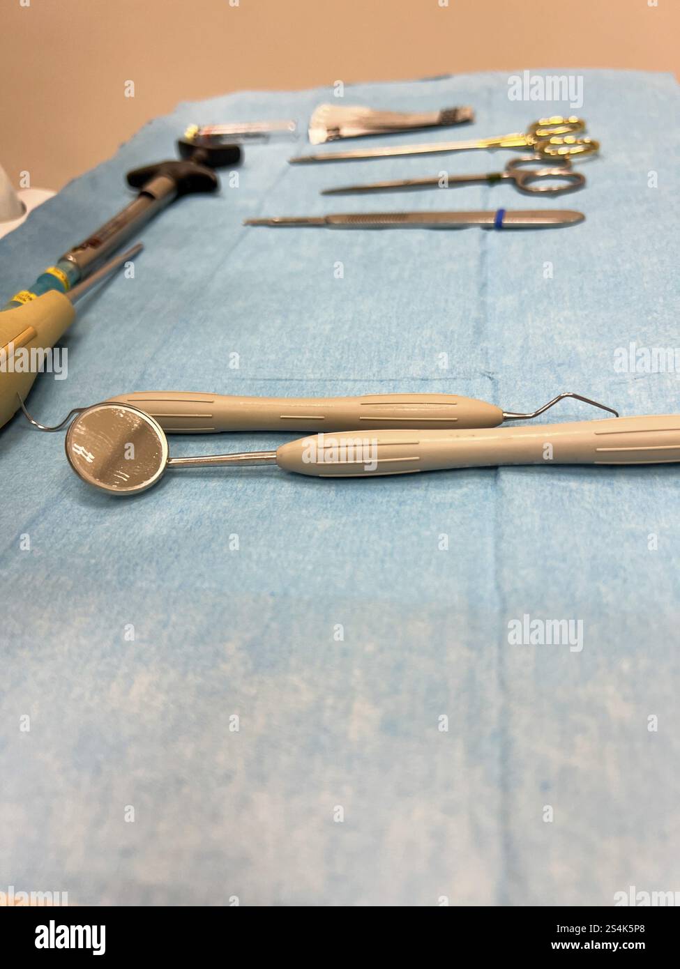 Medical instrument table for teeth. Dental clinic concept. Oral hygiene ...