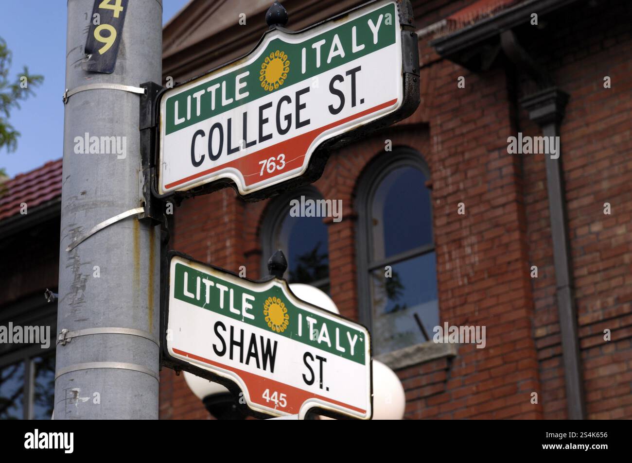 Toronto Little Italy neighbourhood College and Show street signs ...