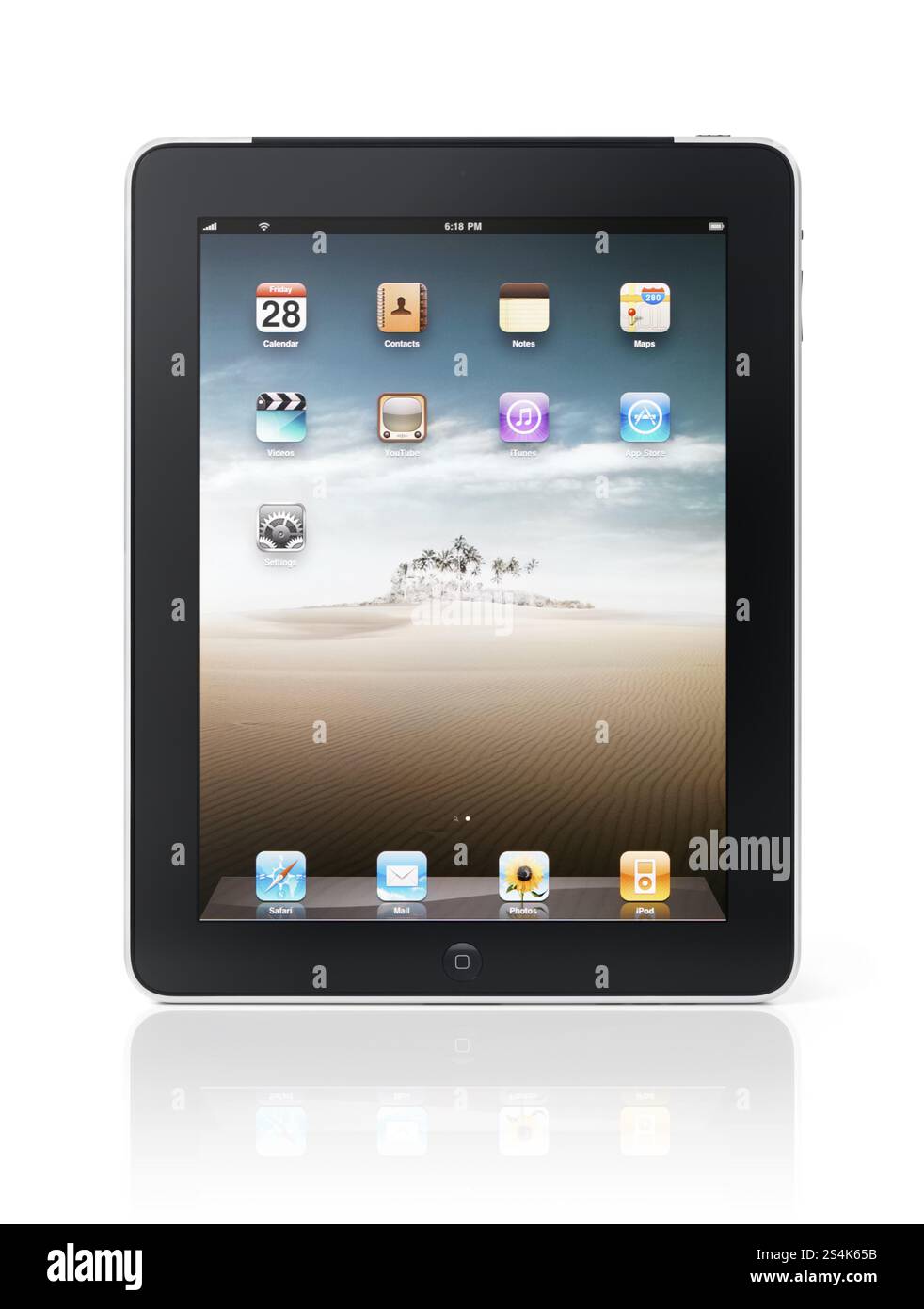 Apple iPad 3G tablet with desktop icons on its display isolated on ...