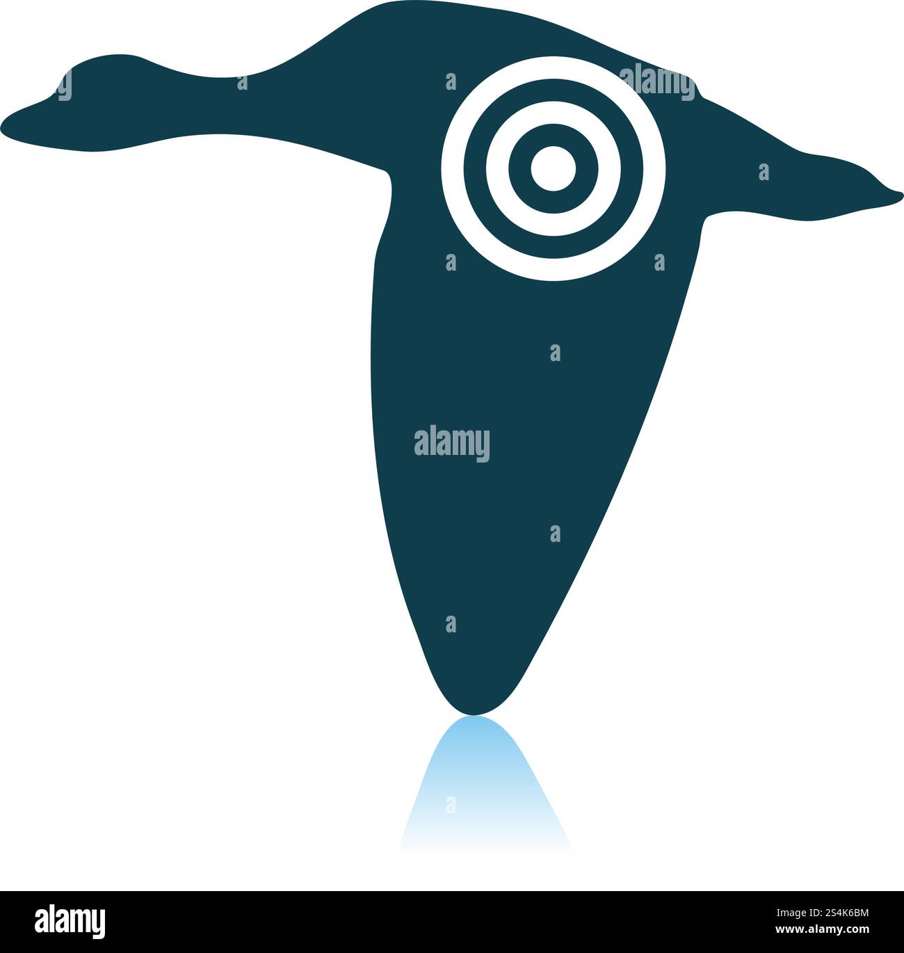 Flying Duck Silhouette With Target Icon. Shadow Reflection Design ...