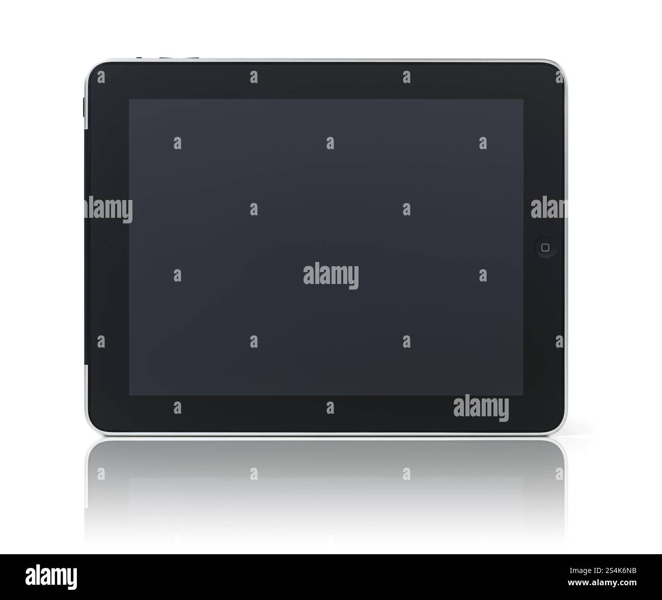 Apple iPad 3G tablet computer with blank screen standing on its side ...