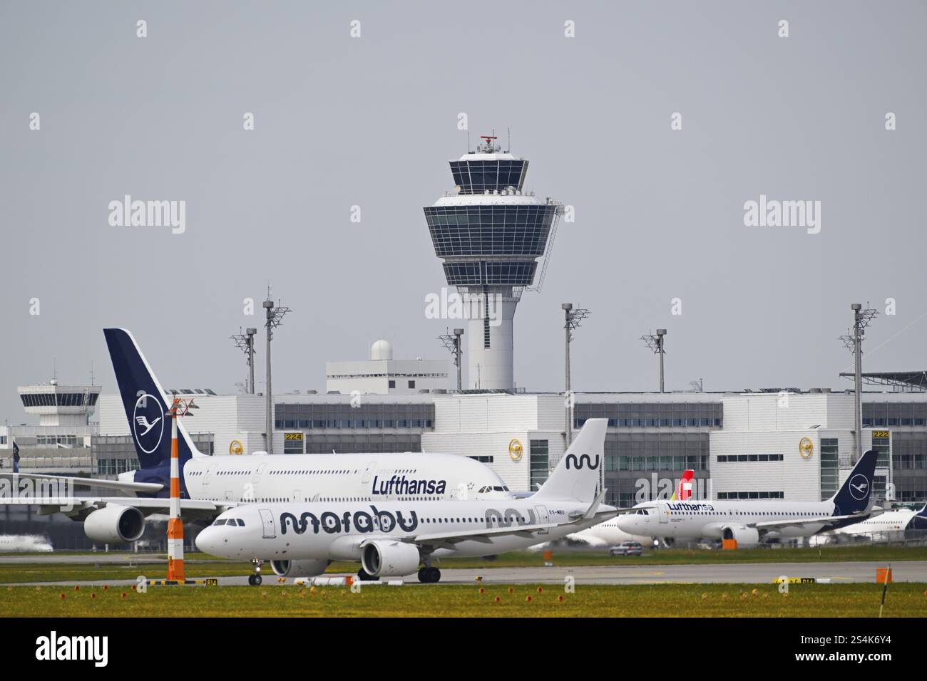 Lufthansa Airbus A380-800 with Marabou Stork Airbus A320-271N with ...