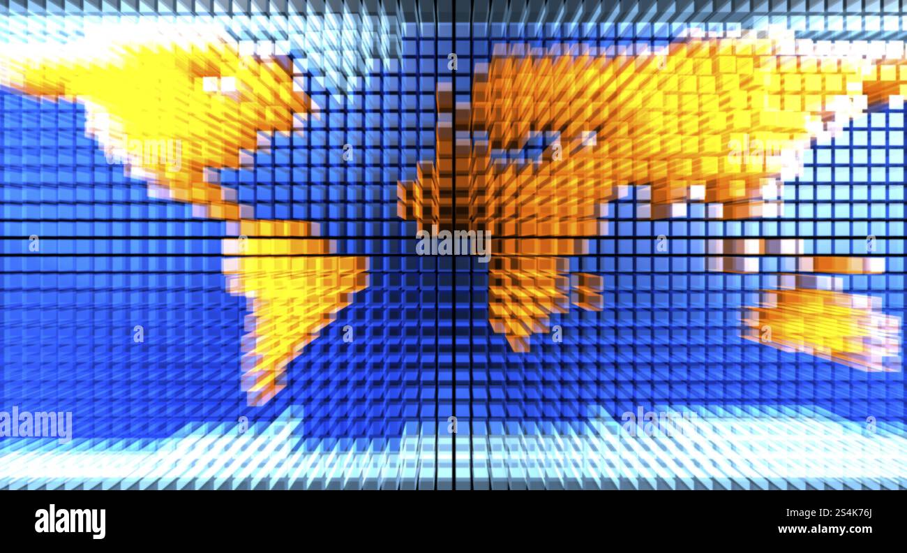 3D Illustration of Digital world map on a virtual display Stock Photo ...