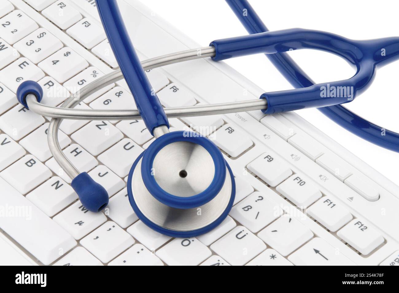 A computer keyboard and stethoscope. EDP for doctors, Austria, Europe ...