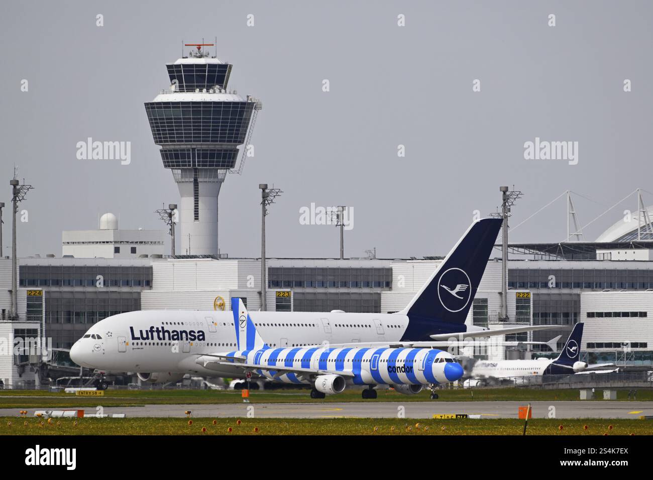 Lufthansa Airbus A380-800 with Condor Airbus A321-211 with control ...