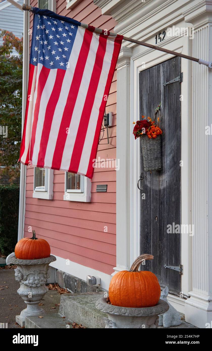 Historic Wickford, RI. Oct. 30, 2024. Fall and Halloween scenes while ...