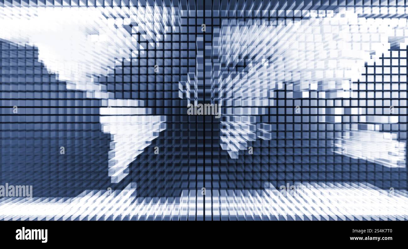 3D Illustration of Digital world map on a virtual display Stock Photo ...
