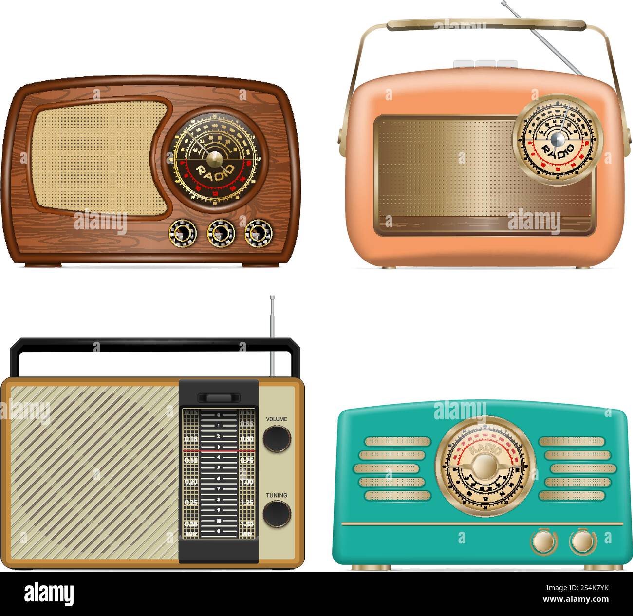 Radio icon set. Realistic set of radio vector icons for web design ...