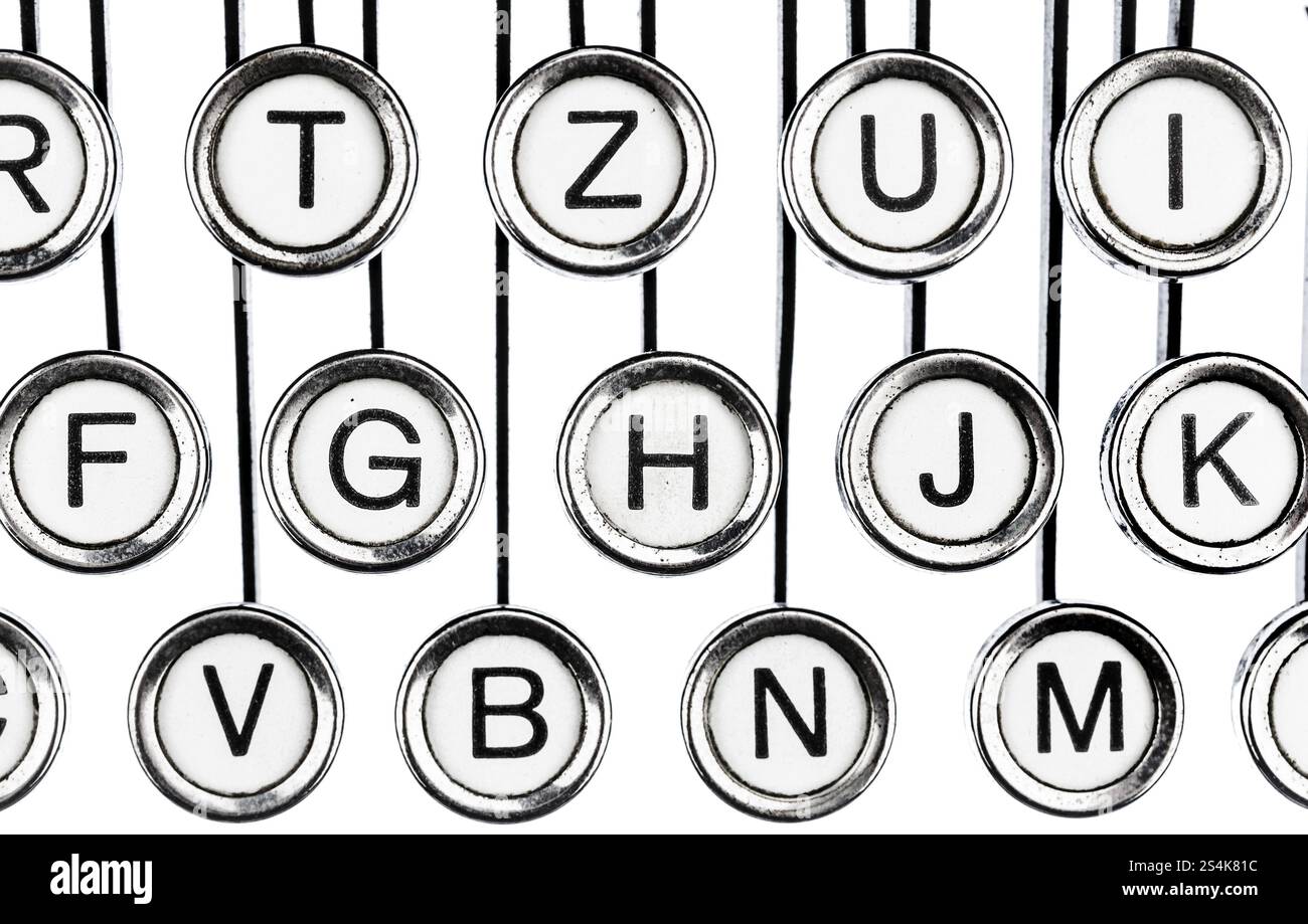 Keyboard of an old typewriter. Symbolic photo for communication in ...