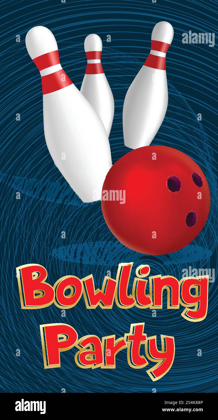 Bowling party banner. Realistic illustration of bowling party vector ...